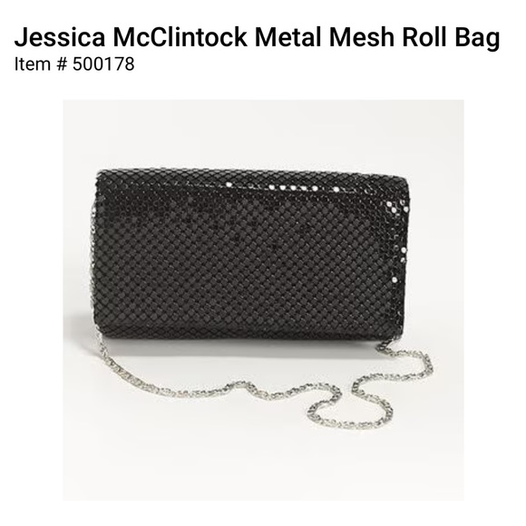 Jessica McClintock | Bags | Jessica Mcclintock Metal Mesh Roll Bag Nwt ...